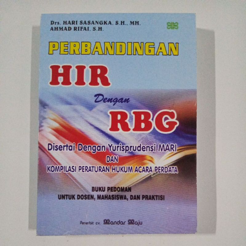 Jual BUKU PERBANDINGAN HIR dengan RBG Disertai Dengan Yurisprudensi ...