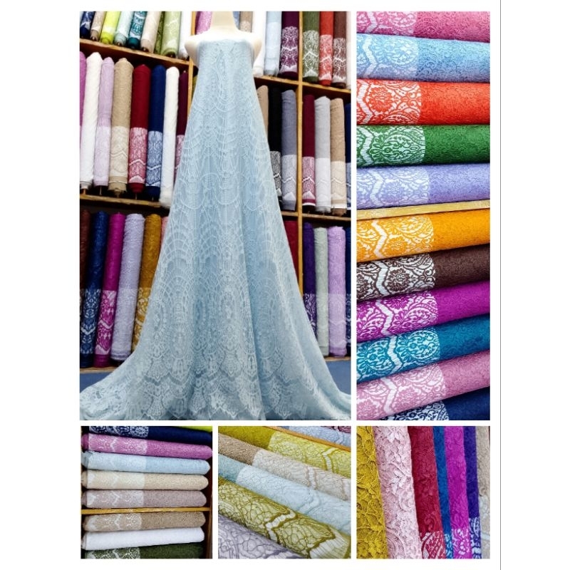 Jual kain panel semiprancis full warna variasi motif,kebaya, dress ...