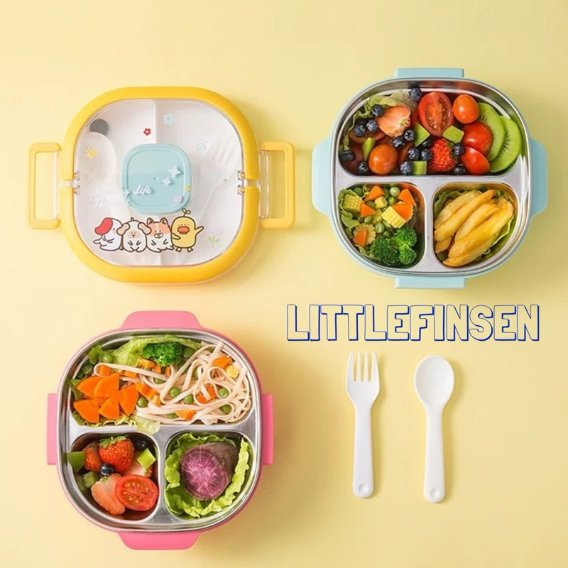 Jual Lunch box stainless anak sekat 3/Tedemei lunch box stainless anak ...