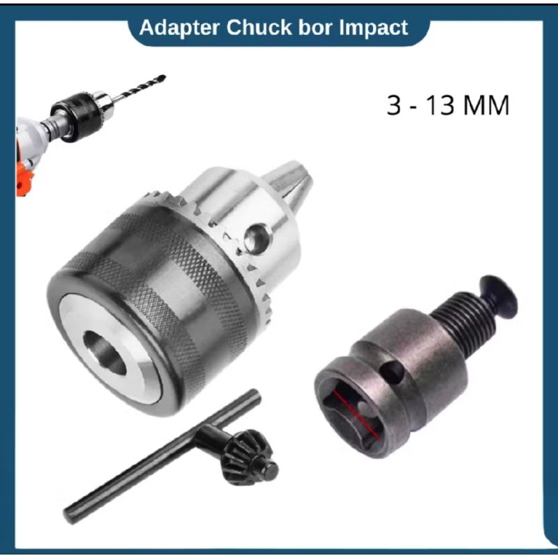 Jual Paket Lengkap Chuck Bor 13mm Sambungan Kunci Impact Ke Mesin Bor 1 ...