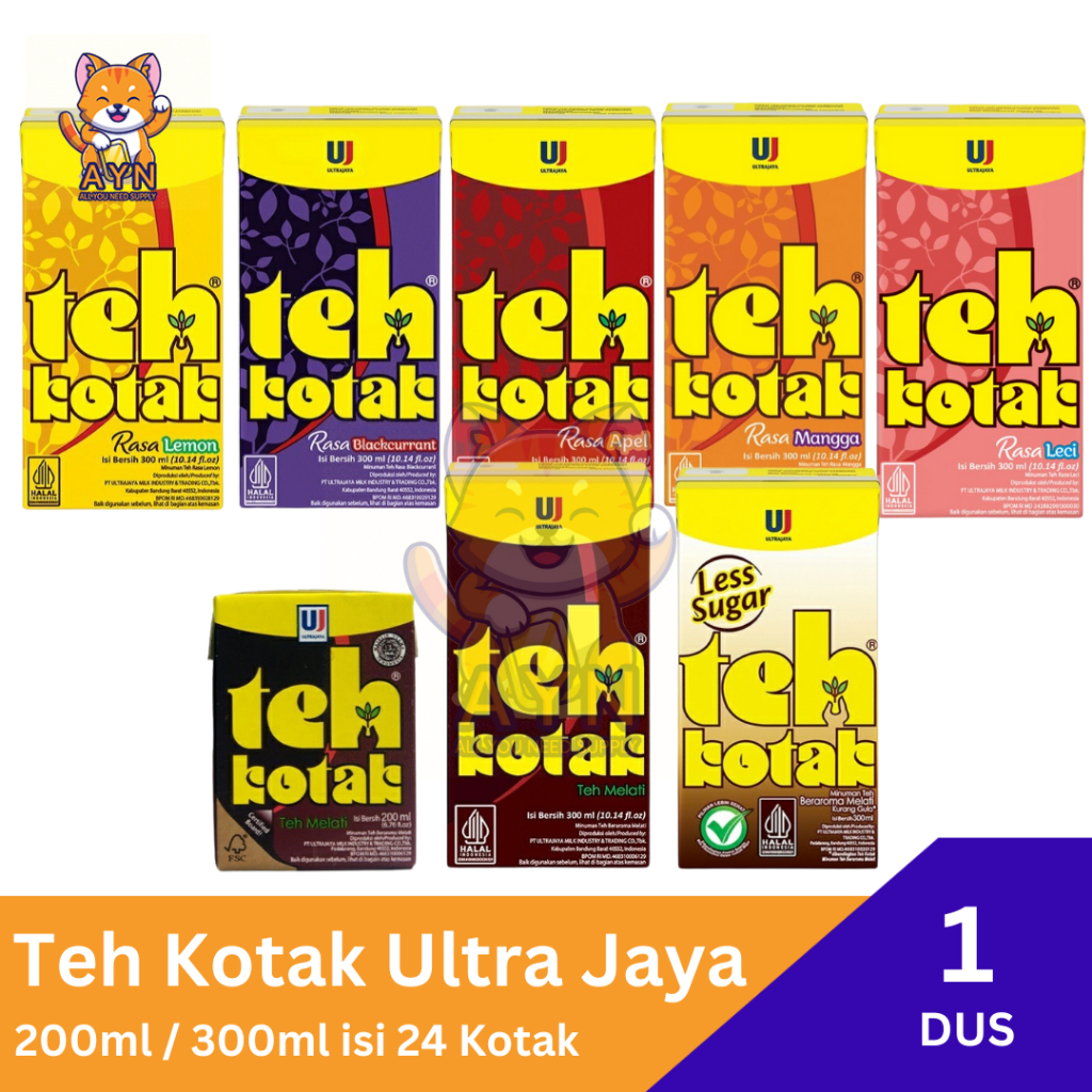 Jual Teh Kotak Ultra Jaya 200 ml / 300 ml Less Sugar / Lemon / Leci ...