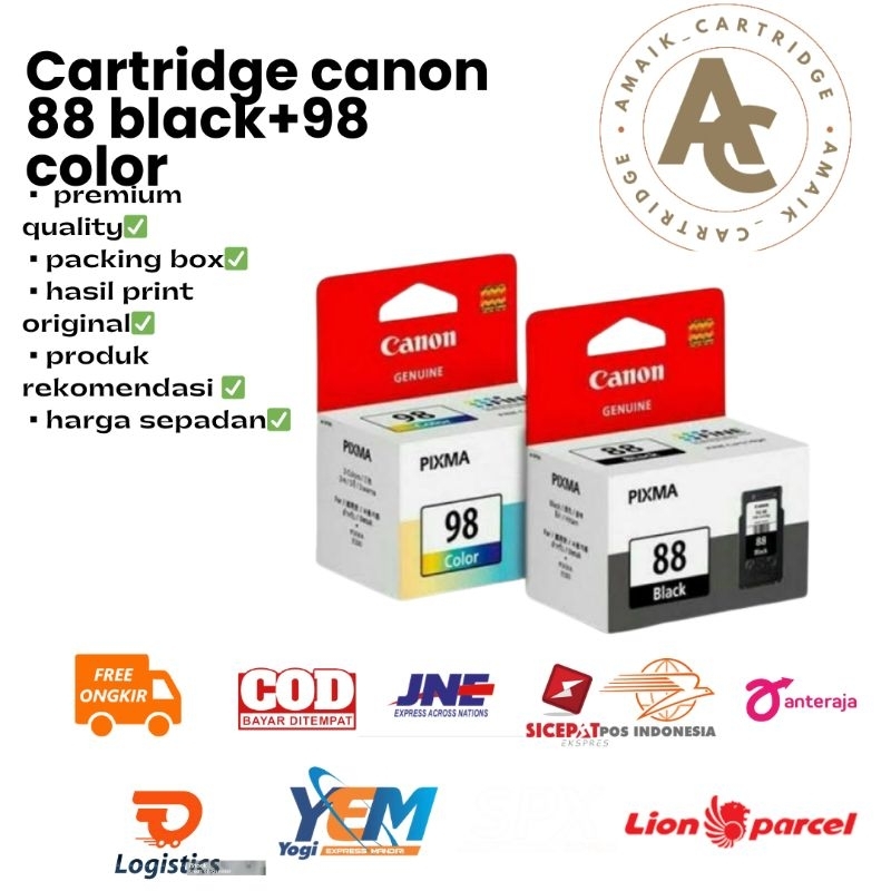 Jual 1 set paket cartridge Tinta Canon 88 black +98 color Recycle ...