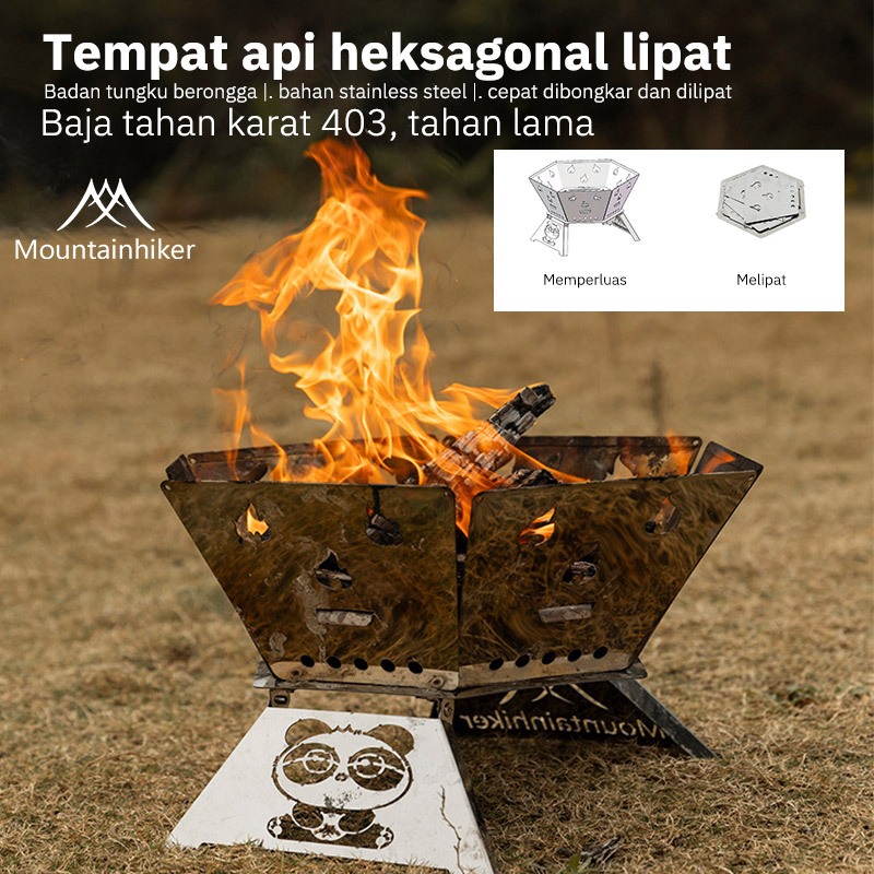 Jual Mountainhiker Segi enam Stand Api Unggun Camping Tool 430 baja ...