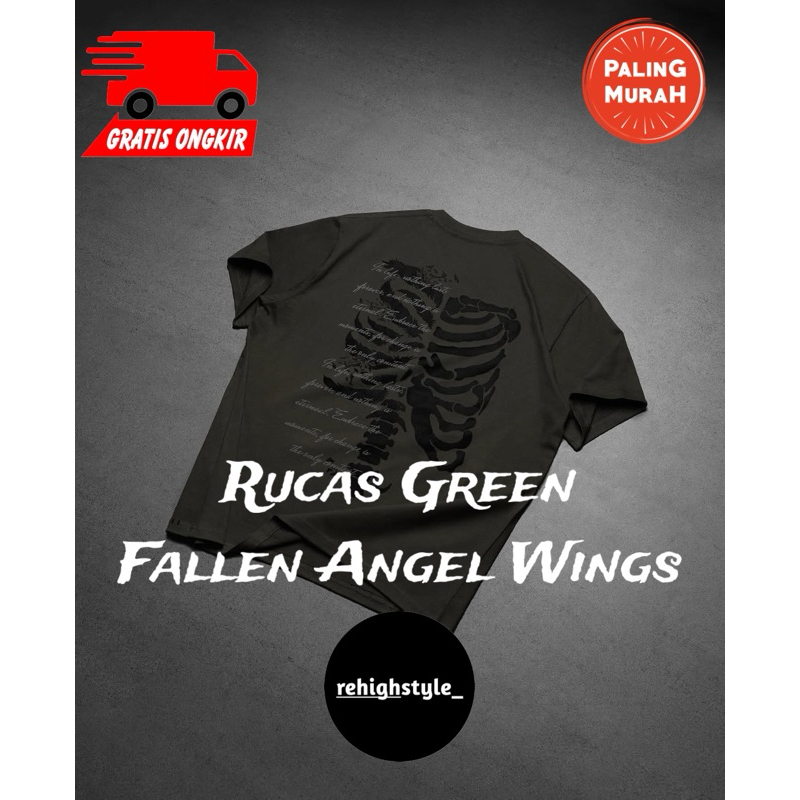 Jual T-SHIRT RUCAS FALLEN ANGEL WINGS GREEN | Shopee Indonesia