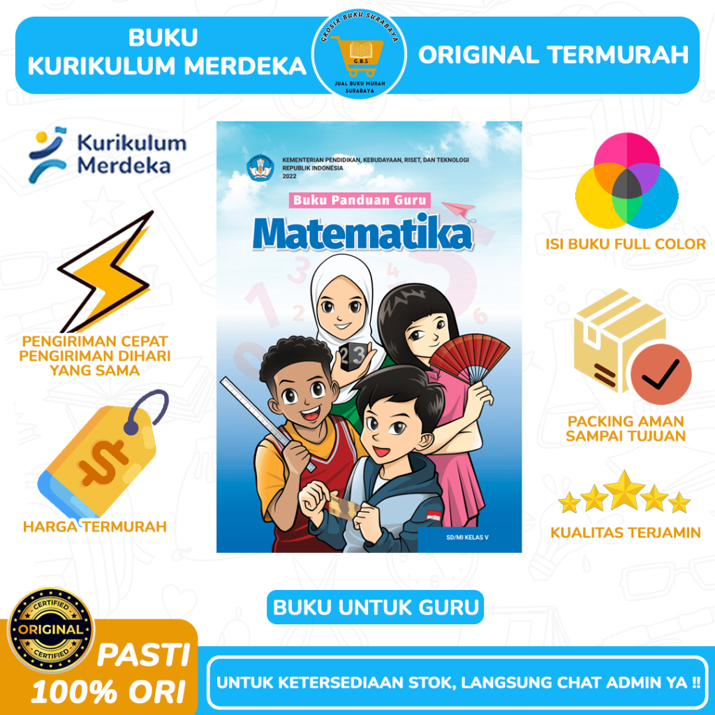 Jual Buku Panduan Guru Matematika Kelas 5 SD - Buku Paket Kumer - Kurikulum Merdeka | Shopee ...