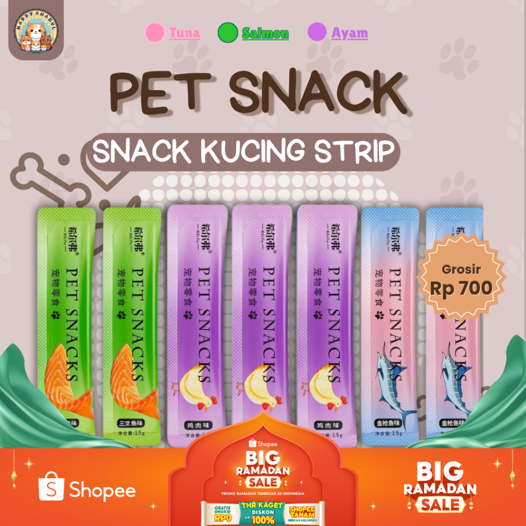 Jual PET SNACK Cemilan Kucing Snack Kucing Strip Cat Snack Creamy ...