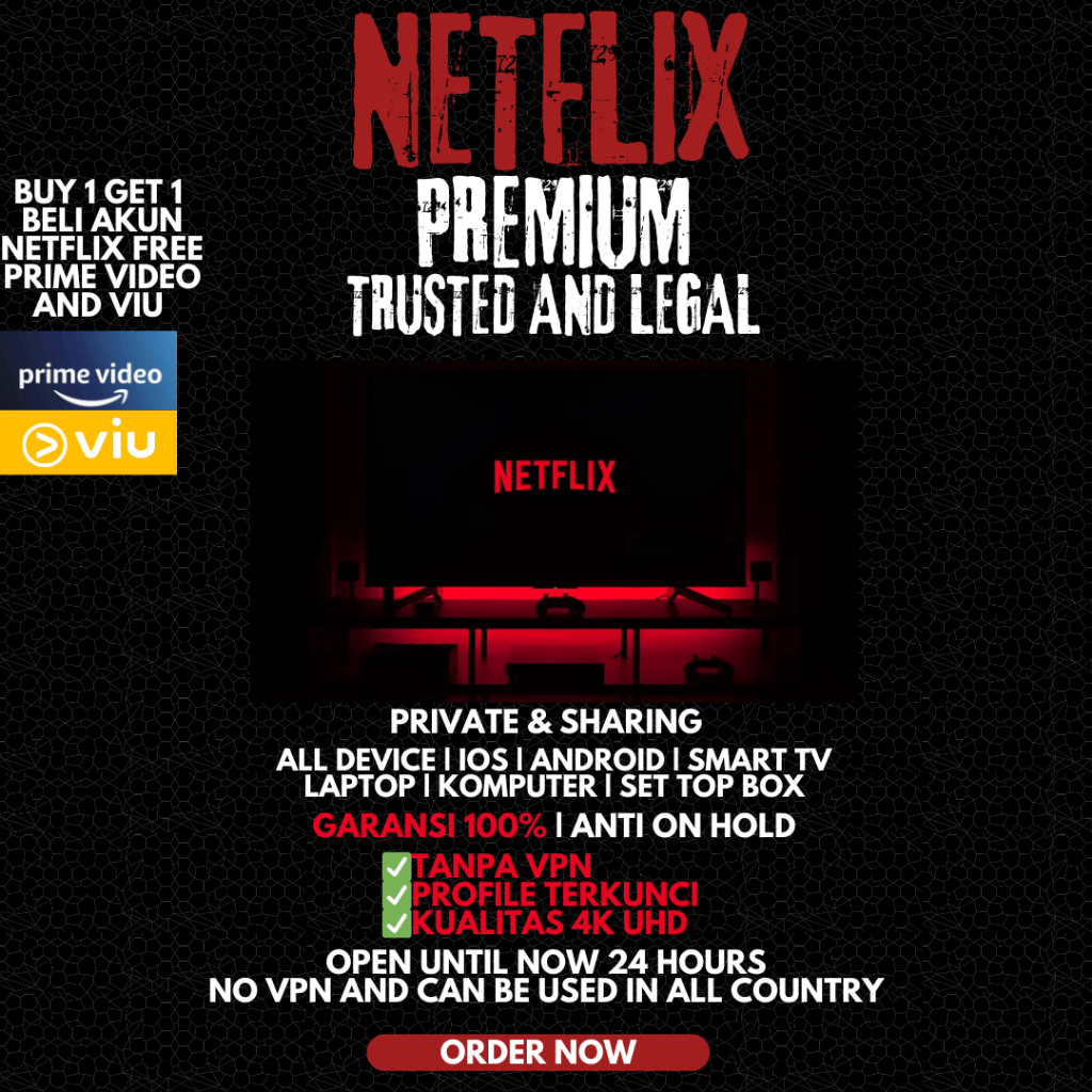 Jual NETFLXX PREMIUM 1-3 BULAN 4K UHD ALL COUNTRY GARANSI 100% LEGAL AMANAH DAN FULL GARANSI ...