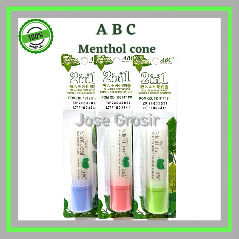 Jual (Eceran 1 Pcs) Abc Menthol Cone Stick 3g - Inhaler & Obat Gosok ...