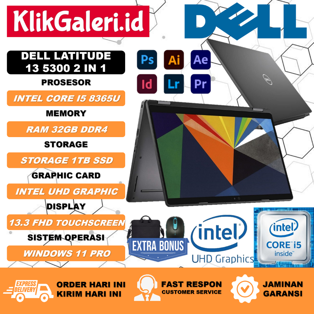 Jual Flash Sale ⚡ Dell Latitude 13 5300 2in1 Intel Core i5 8365U RAM ...
