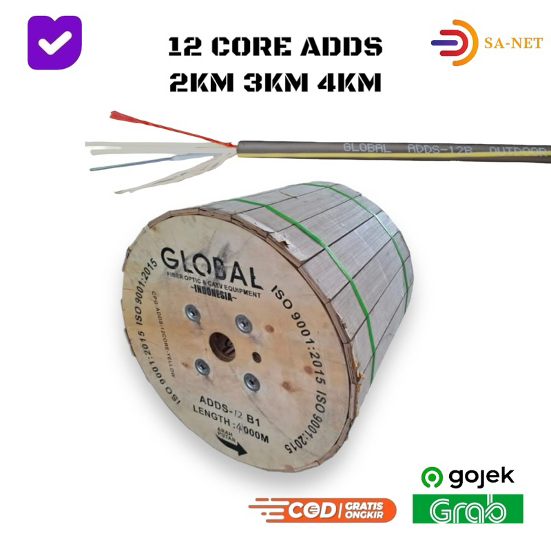 Jual GLOBAL 12 CORE ADDS 2KM / 3KM / 4KM - KABEL FO FIBER OPTIK KHUSUS JALUR SUTET 12 CORE ADSS ...