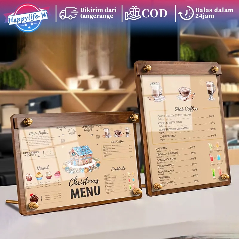 Jual Menu Stand Display A4 Sign Holder Kayu Stand Menu Berdiri Standing ...