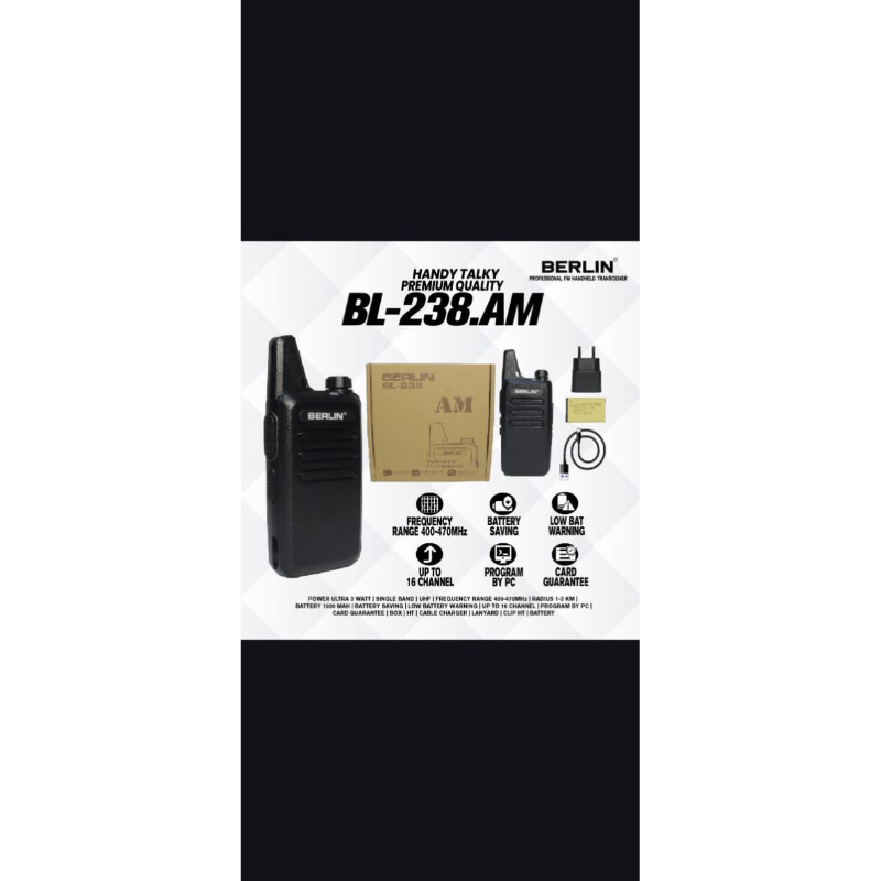 Jual HT BERLIN BL238 single band UHF 400 Handy Talkie BL-238 AM / Walkie Talkie Berlin | Shopee ...