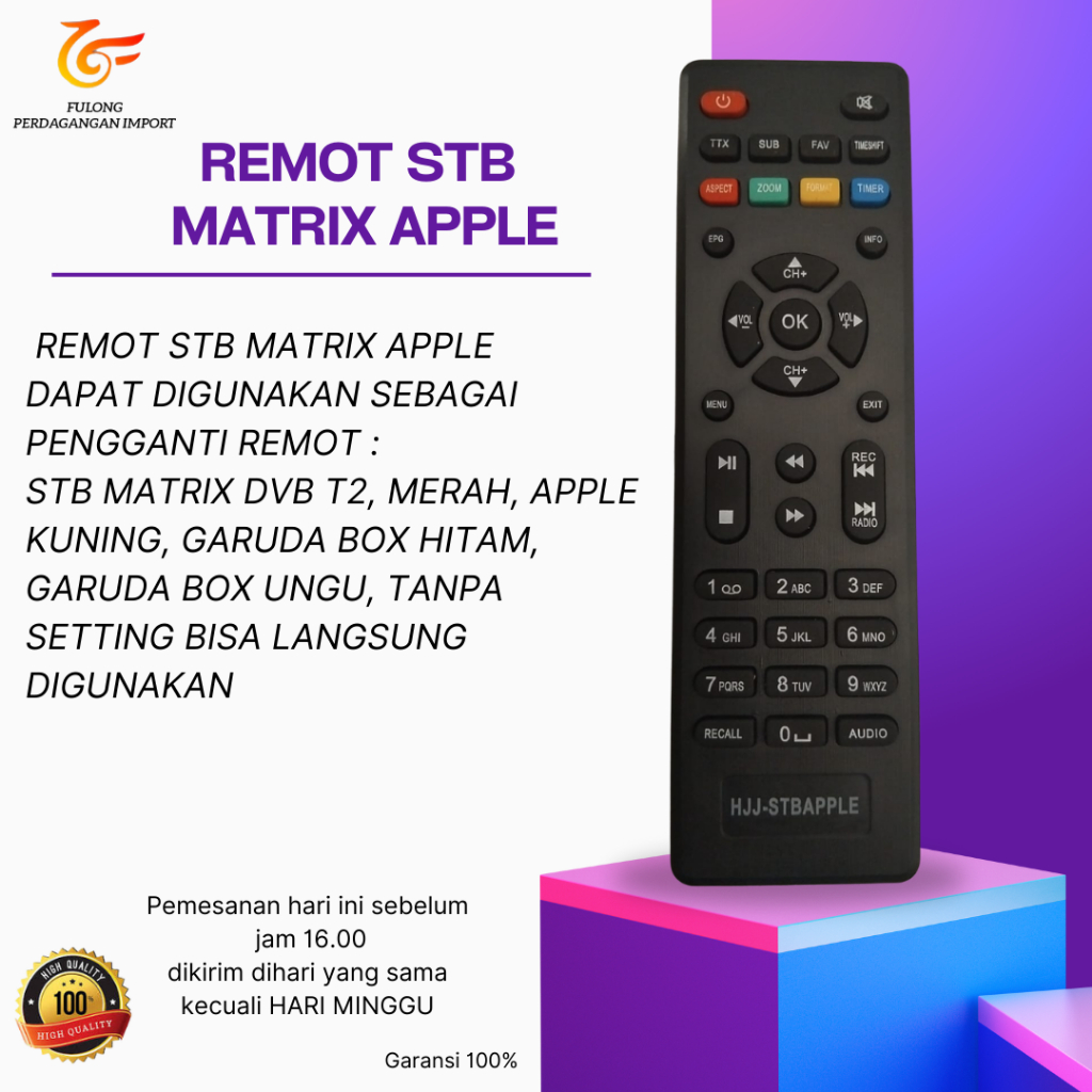 Jual Remot Remote STB Set Top Box DVB T2 Matrix Apple HD Merah tanpa ...