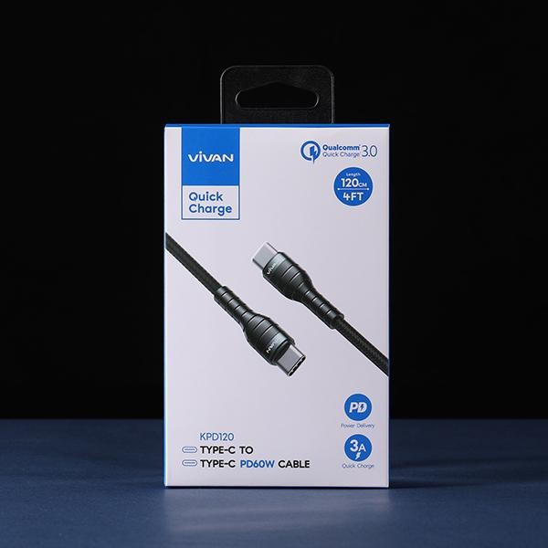 Jual VIVAN KABEL KPD100S TYPE-C TO TYPE-C 60W 3A PANJANG 100CM | Shopee ...