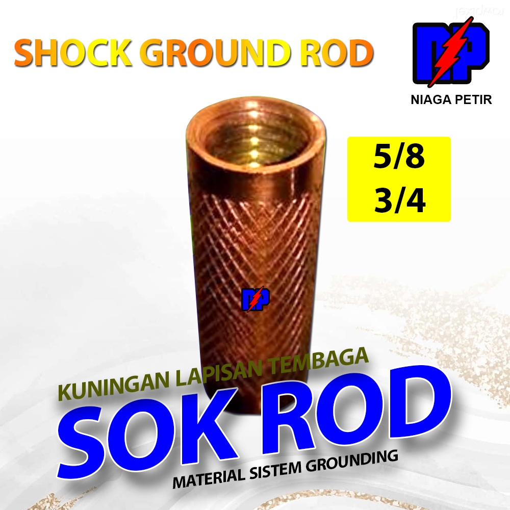 Jual SOK SHOCK GROUND ROD 5/8 - 3/4 KUNINGAN LAPISAN TEMBAGA STIK ...
