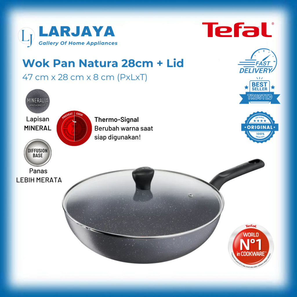 Jual Wok Pan Natura 28cm + Lid Tefal (Induction Heating) | Shopee Indonesia