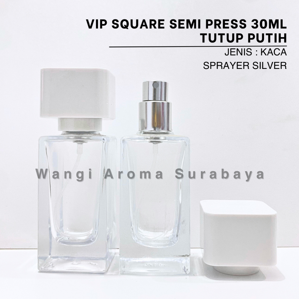 Jual Botol Parfum VIP Square Tutup Putih Semi Press 30ML - Botol Parfum ...