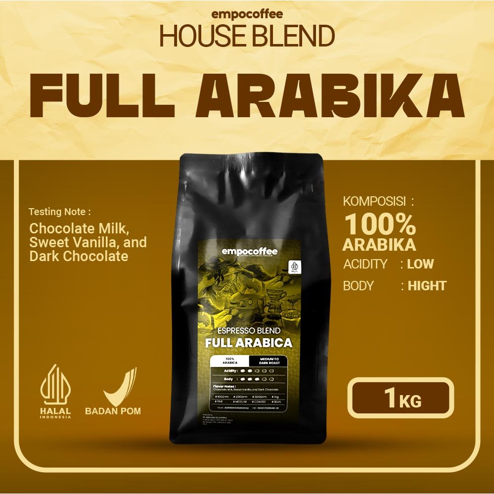 Jual Empo Coffee Biji Kopi Bubuk 1 Kg Full Arabika Espresso House Blend ...