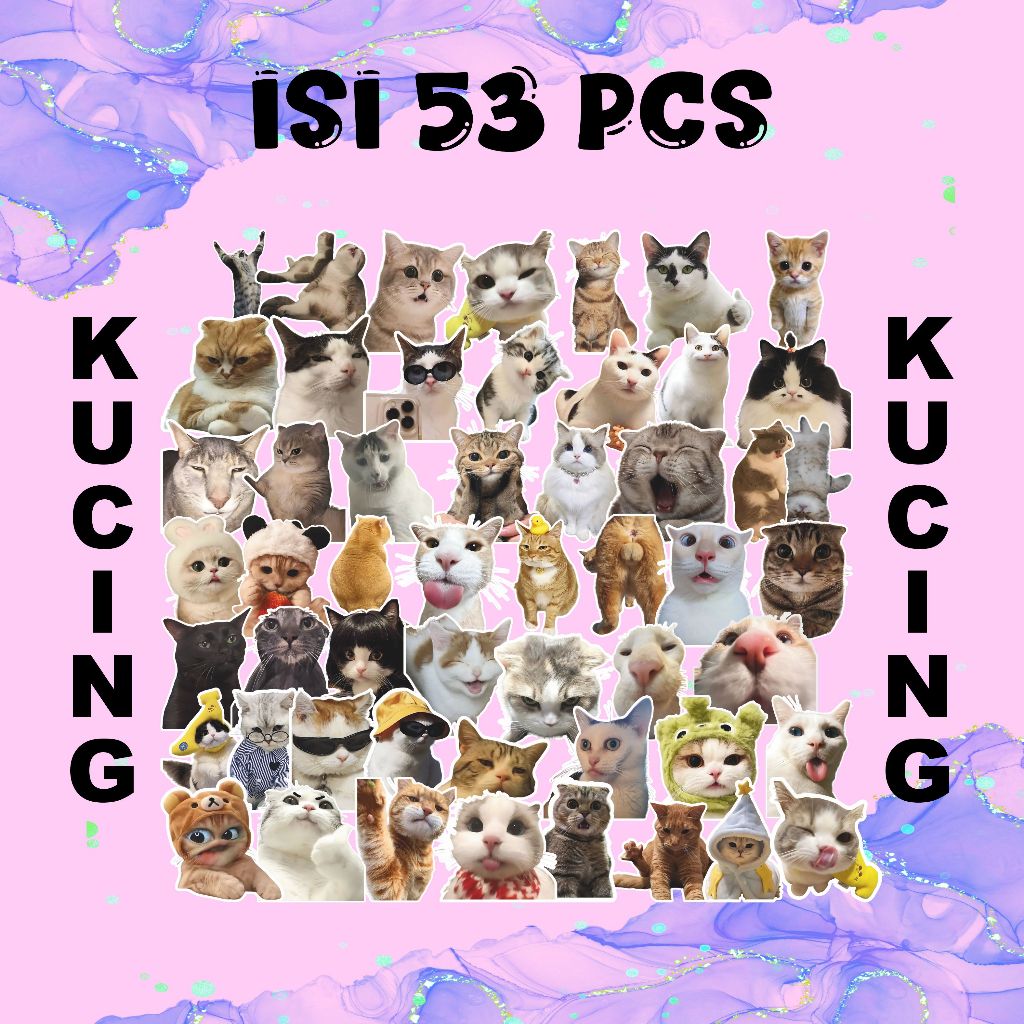 Jual Stiker Pack Kucing Viral Meme Lucu 53 PCS – Vinyl Waterproof, Awet ...