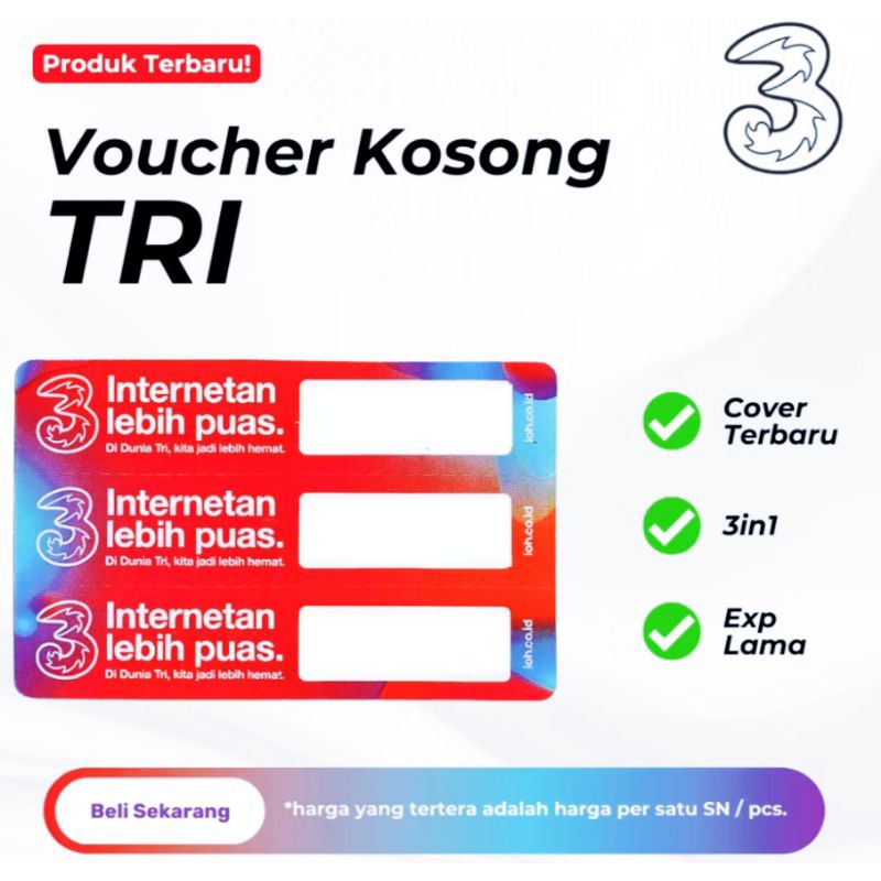 Jual Voucher 3 Three NASIONAL Zero Blank (Kosong) | Shopee Indonesia
