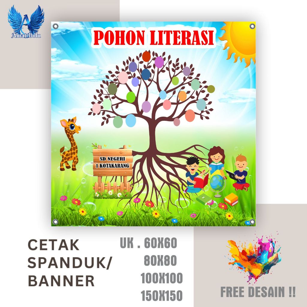 Jual Cetak Spanduk Banner POHON LITERASI,POJOK BACA ,MAKET DAY Costom ...