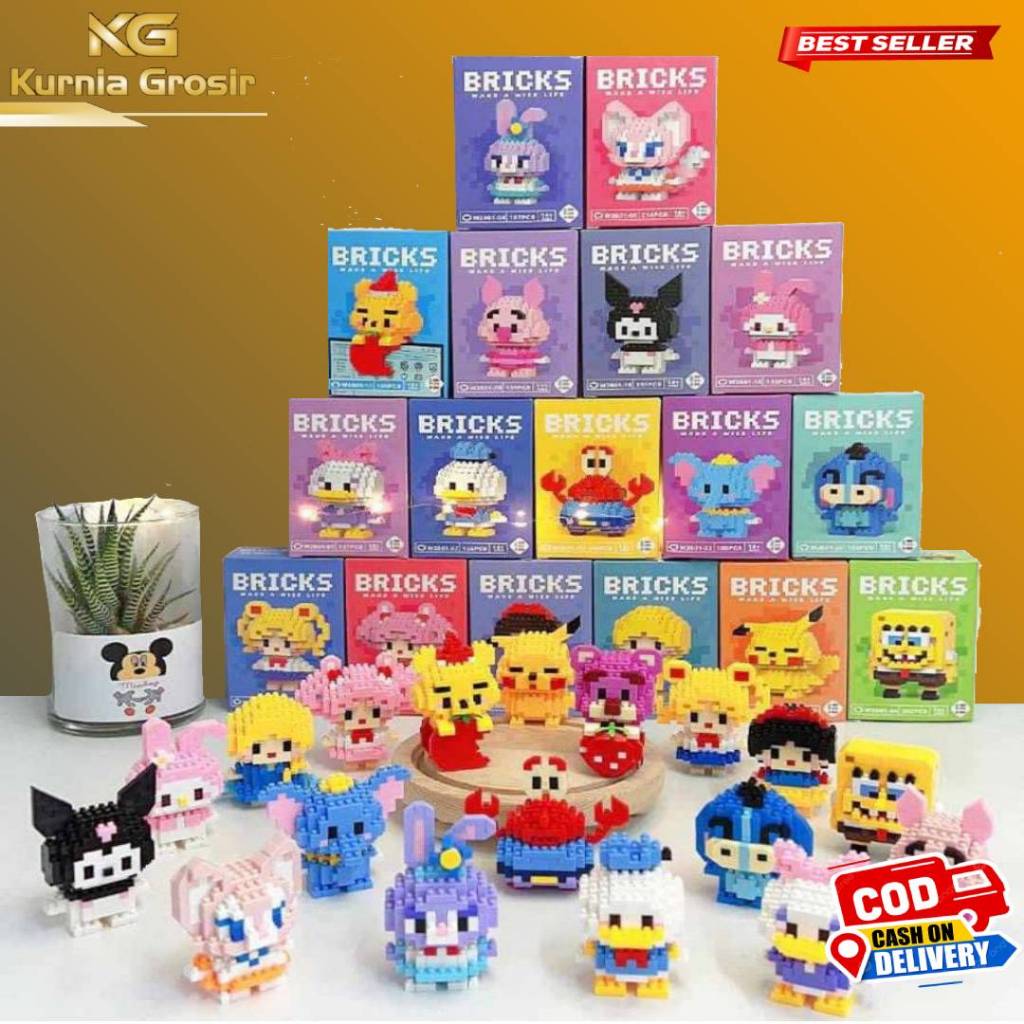 Jual Bricks Toys Mainan Balok Susun Kartun Mini Mainan Anak Mainan ...