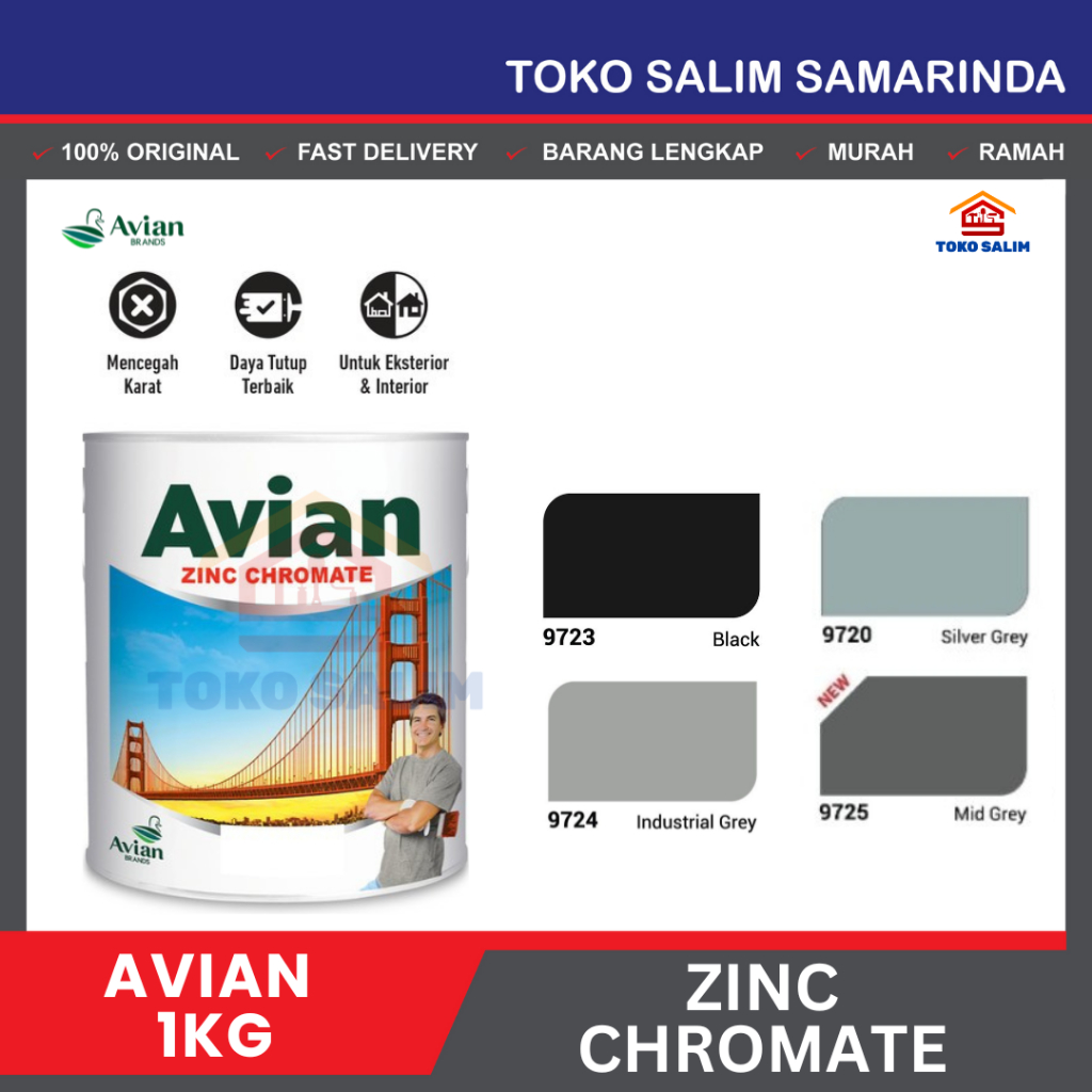 Jual Avian Zinc Chromate Primer Cat Dasar Besi / Cat Anti Karat 1 Kg ...