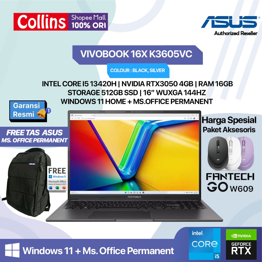 Jual ASUS GAMING K16 K3605VC INTEL I5 13420H RTX3050 RAM 16GB 512GB 16. ...
