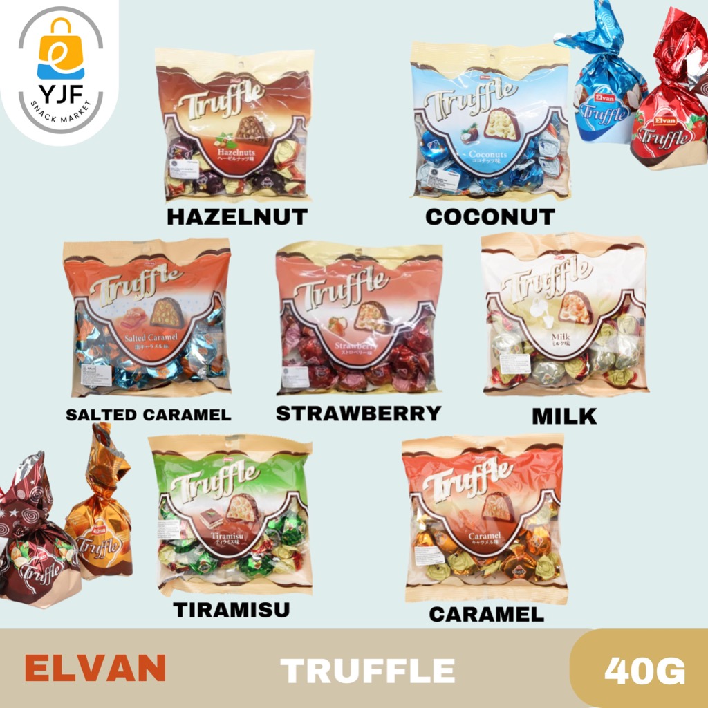 Jual Elvan Truffle Coconut / Hazelnut / Strawberry / Caramel / Milk / Tiramisu / Salted Caramel ...