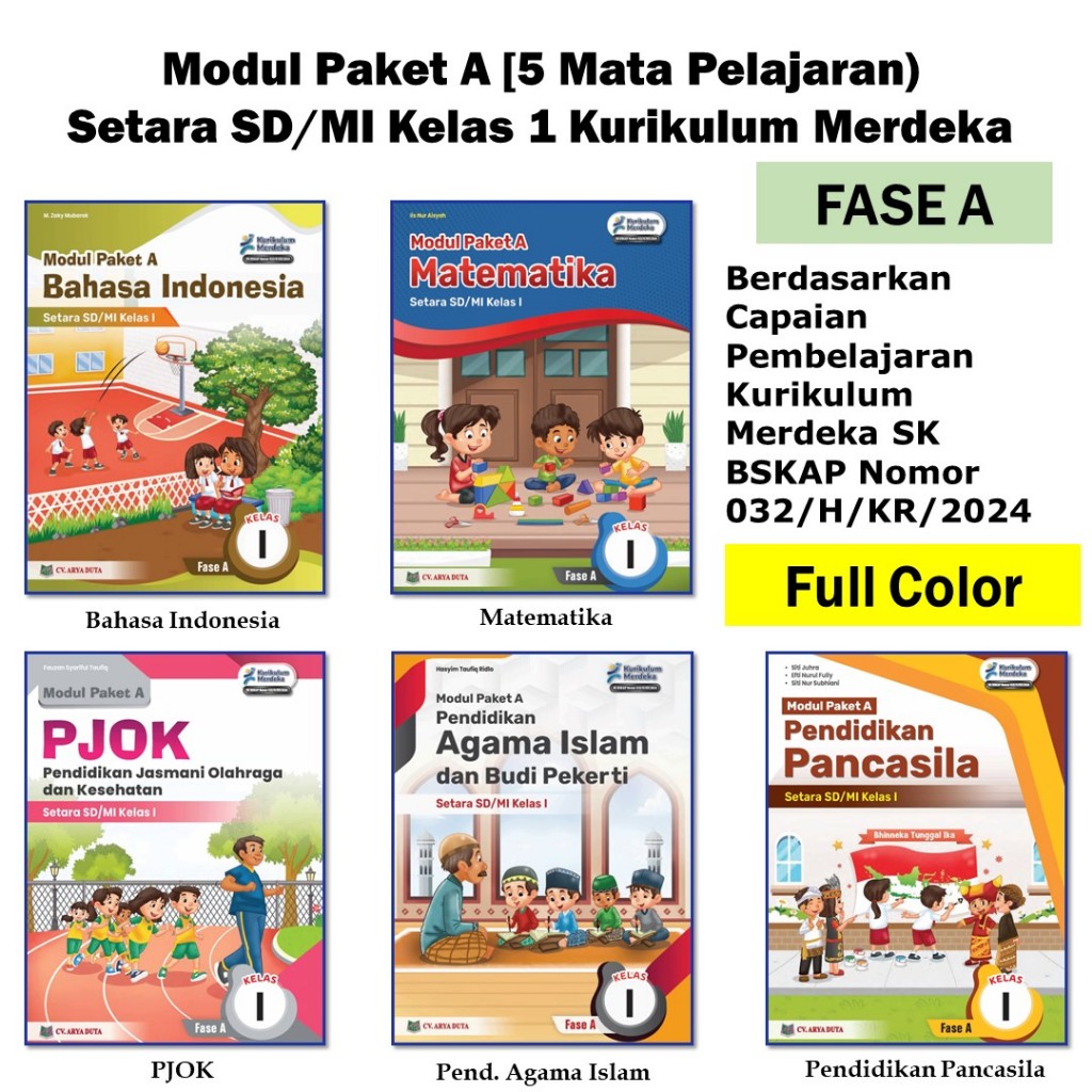 Jual Modul Paket A Setara SD/MI Kelas 1 [Fase A] Kurikulum Merdeka [5 ...