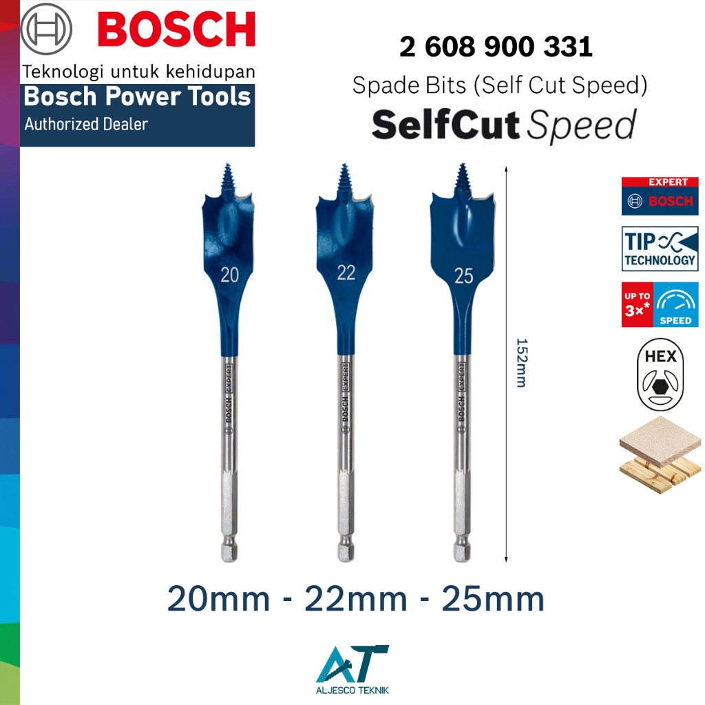 Jual BOSCH MATA BOR KAYU KIPAS SET 3 PCS - SELFCUT SPADE BITS | Shopee ...