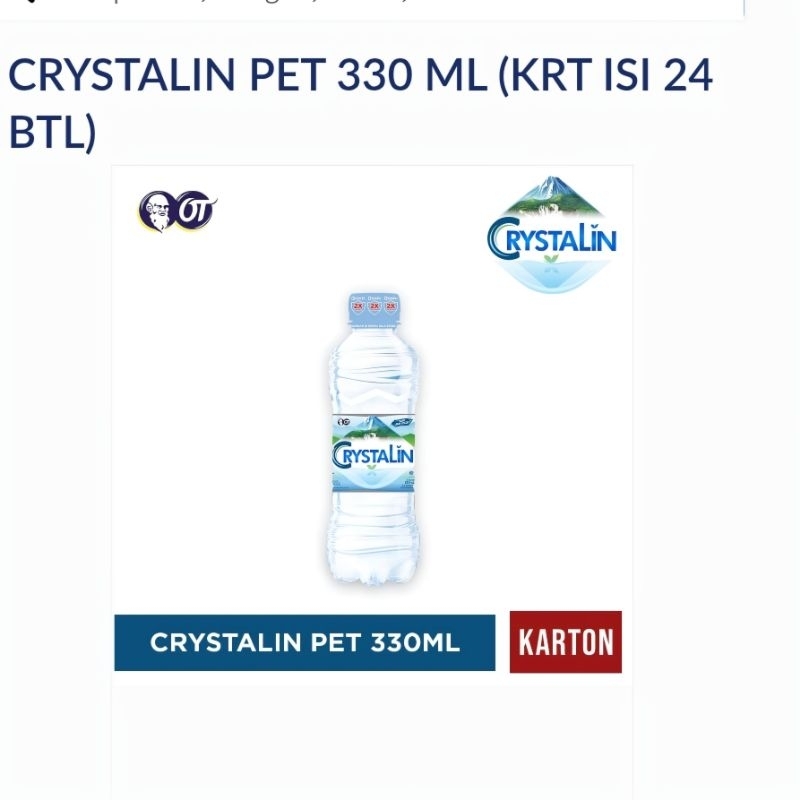 Jual Crystalin Pet 330 ml ( krt isi 24 btl ) | Shopee Indonesia