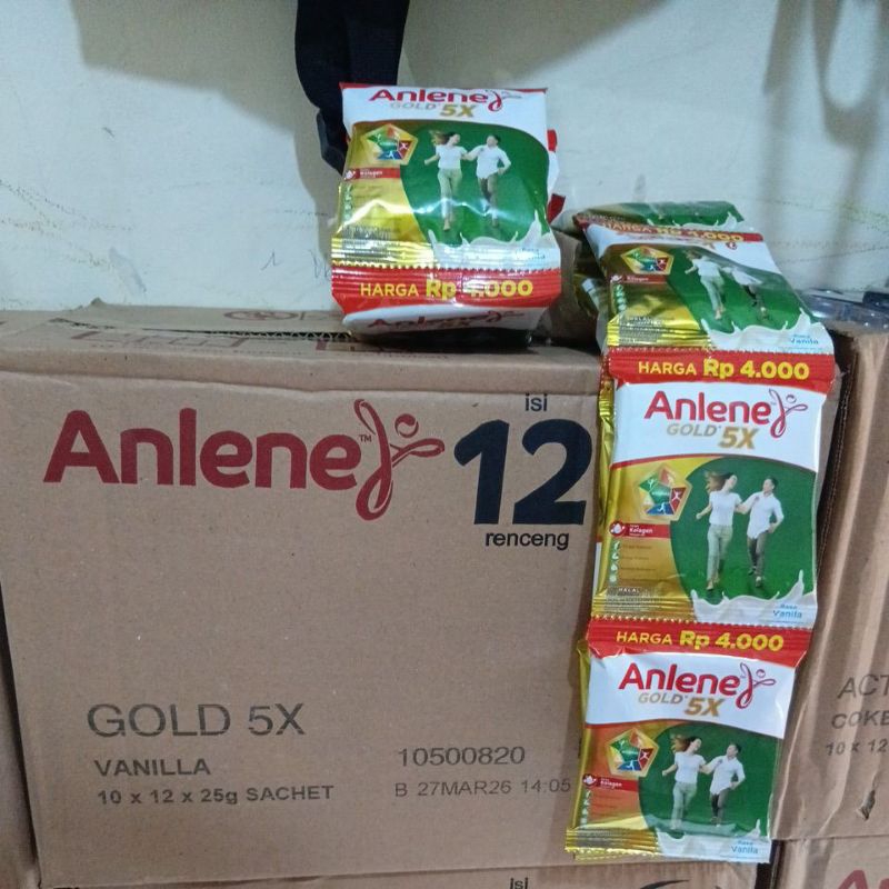 Jual ANLENE GOLD 5X RENCENG VANILA 10 X 25 GR SUSU BUBUK TINGGI KALSIUM ...