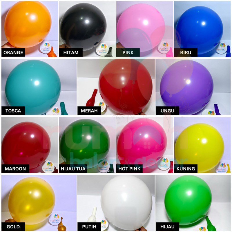Jual [50 PCS] BALON LATEX DOFF ANEKA WARNA / BALON DOFF 12 INCH PER PAK ...