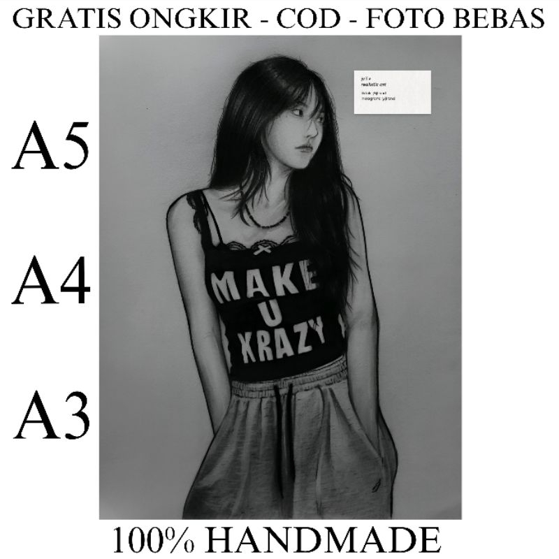 Jual JASA MENGGAMBAR SKETSA WAJAH HITAM PUTIH REALIS (100% HANDMADE) VARIAN UKURAN A5,A4,A3 ...