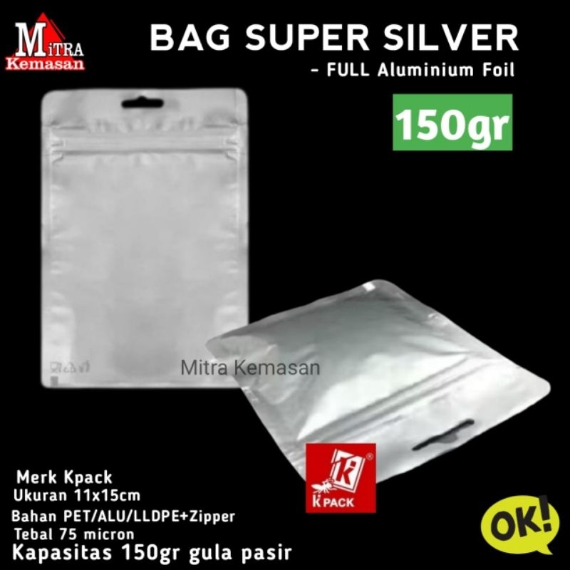 Jual KPACK 150Z BAG SUPER SILVER 150Z 150gram FULL ALU ALUMINIUM FOIL ...