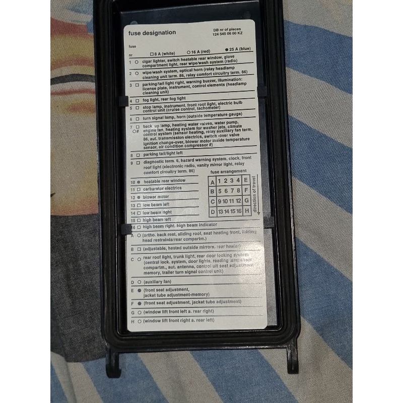 Jual Kertas Fuse Box Repro Mercedes Benz W124 | Shopee Indonesia