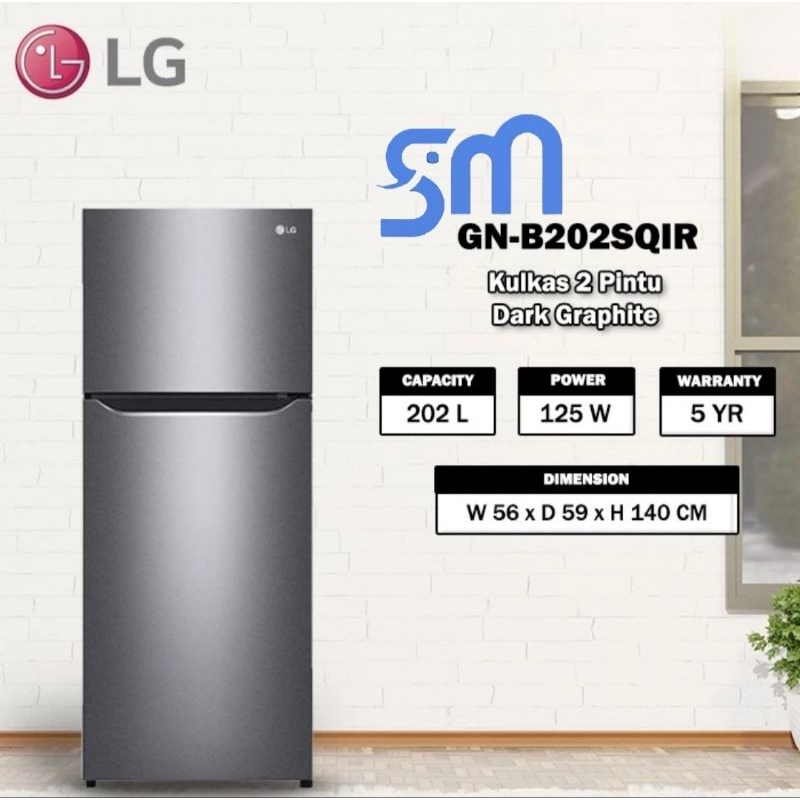 Jual Kulkas LG GN-B202SQIR 2 pintu Recipro Compressor GNB202SQIR 202 L ...
