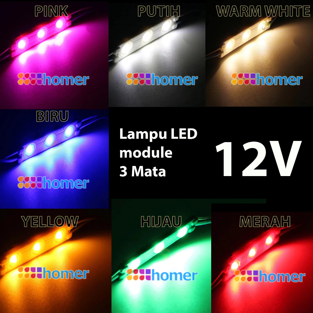 Jual Lampu LED Modul 3 Mata 2835 waterproof 12V 12 V Volt Lampu Modul LED 12v 3 Mata led module ...