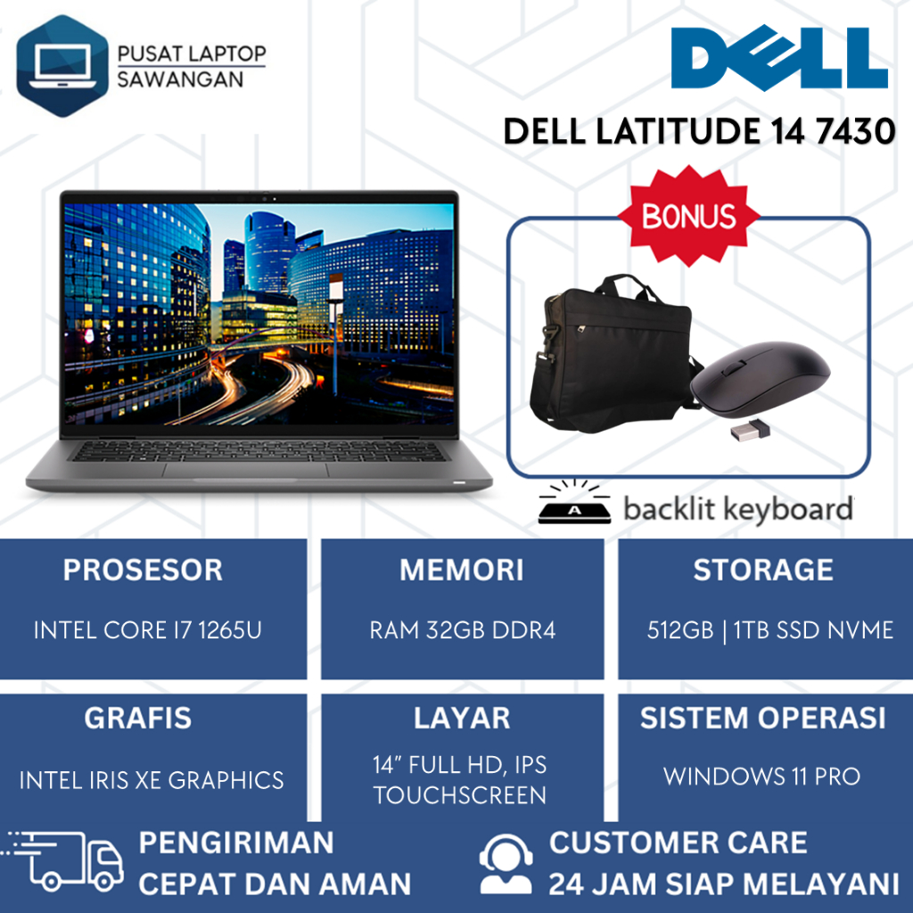 Jual Laptop Dell Latitude 14 7430 Intel Core I7 1265U 32GB 1TB 14.0 FHD IPS Touchscreen ...