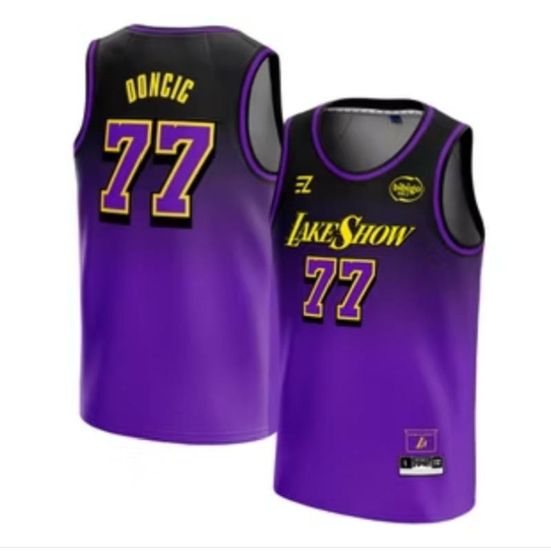Jual Jersey Basket Lake Show Luka Doncic #77 Black Purple Hitam Ungu ...