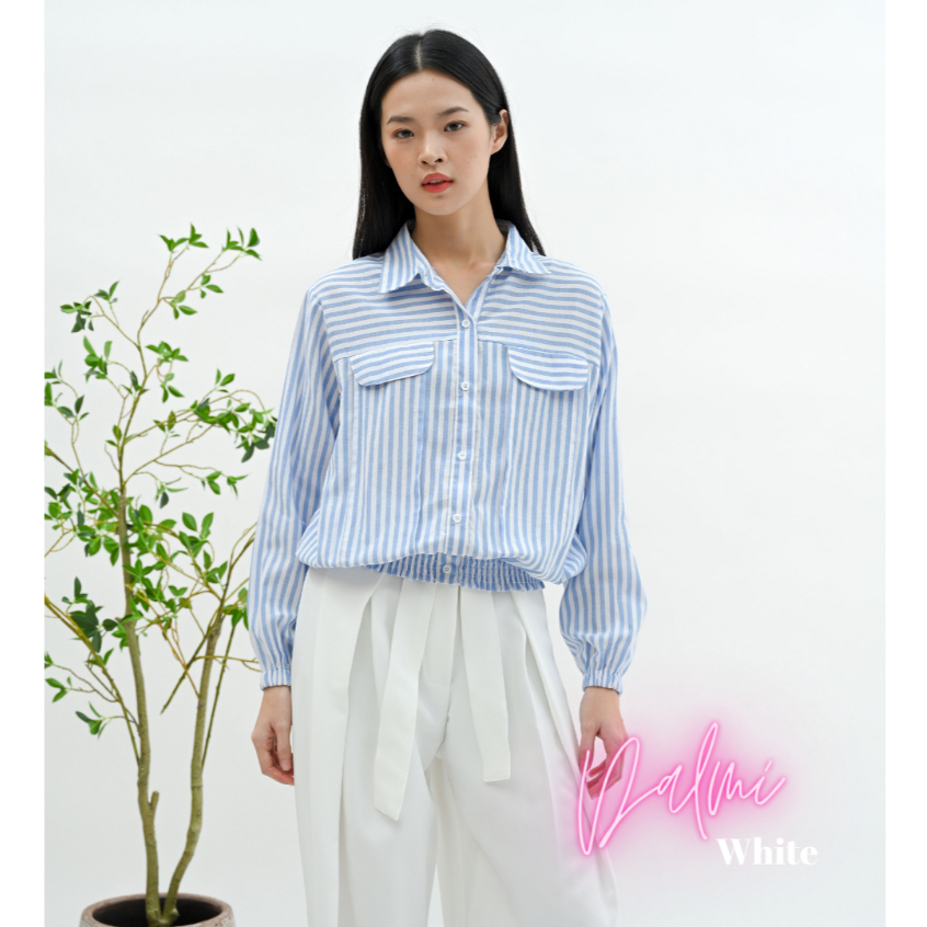 Jual [DALMI] Cammomile AF 2306040 Kemeja salur wanita smock bawah ...
