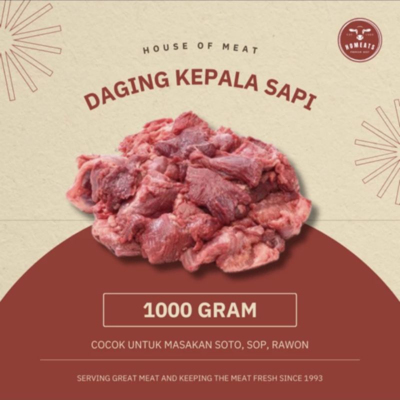 Jual Daging Kepala Sapi Lokal Segar Fresh Premium 1000 Gram 1 KG ...