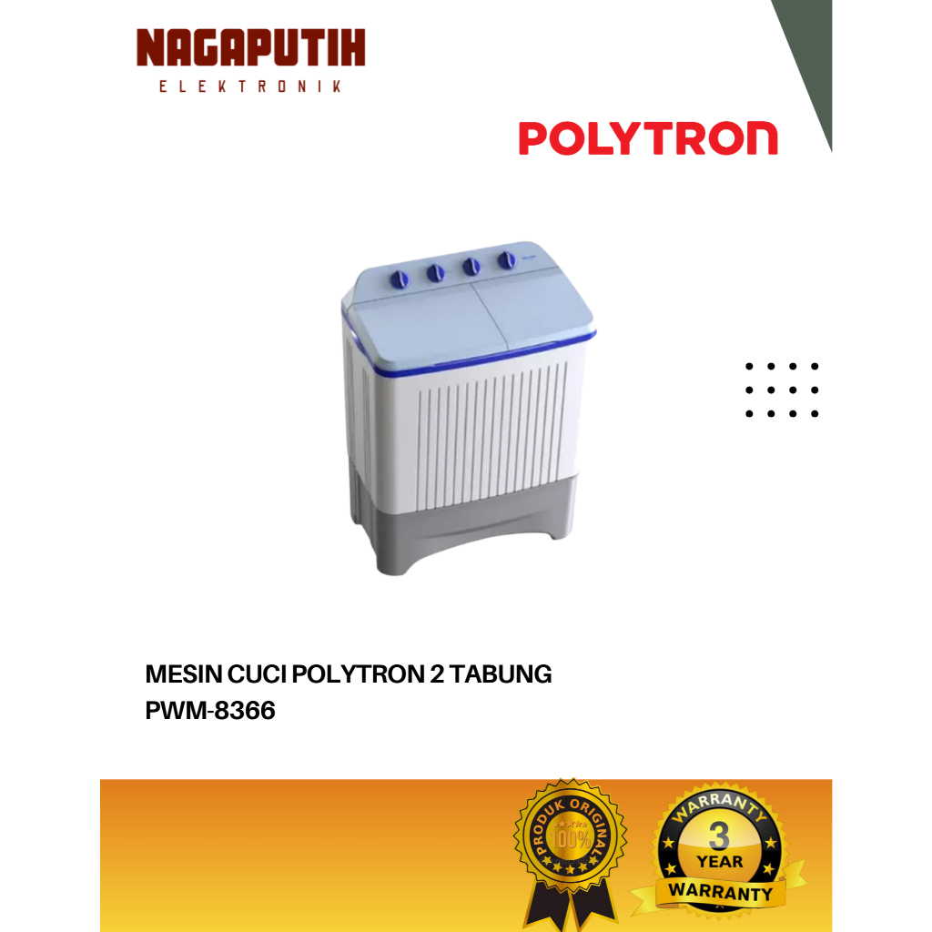 Jual MESIN CUCI 2 TABUNG POLYTRON SEMI AUTO PWM-8366 | Shopee Indonesia