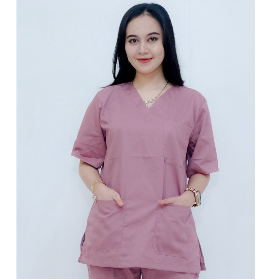 Jual Baju ok lengan pendek scrub medis baju jaga perawat american drill ...