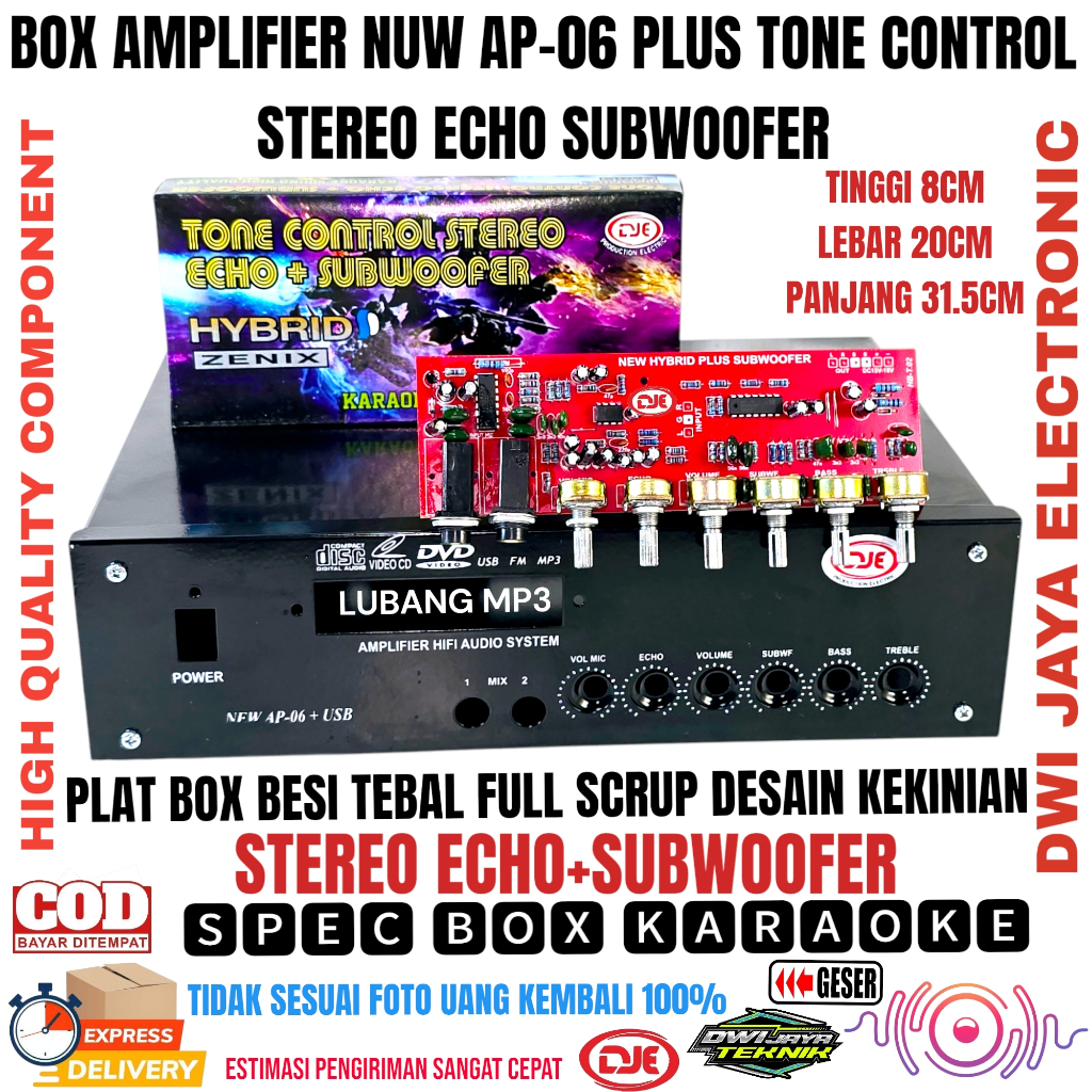 Jual Box Amplifier Nuw AP-06 Plat Besi Cocok Buat Tone Control Stereo ...