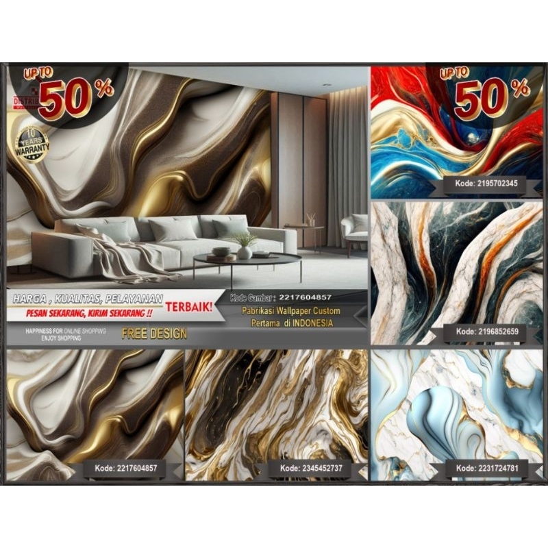 Jual Wallpaper Dinding Custom 3D Tema Marmer | Marble | Wallpaper Kamar ...