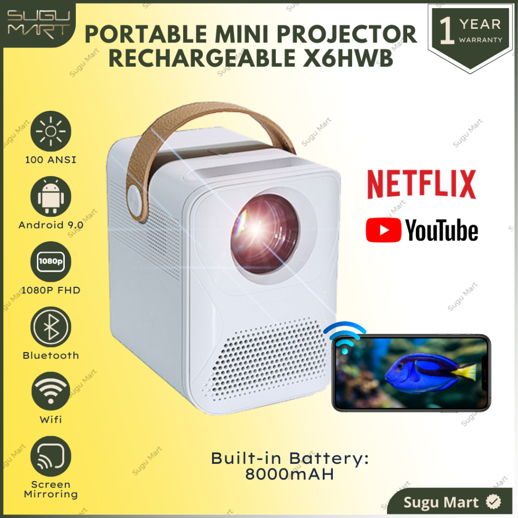 Jual Proyektor Android | Proyektor Mini X6HWB 100 ANSI lumens 1080P 4K ...