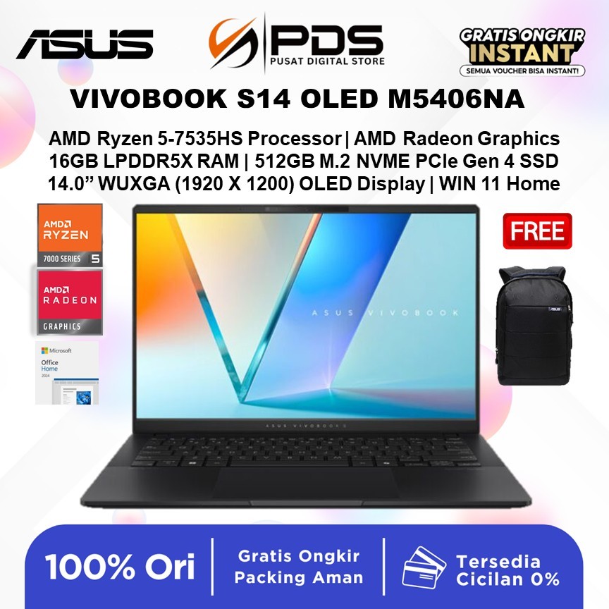 Jual ASUS VivoBook S14 OLED M5406NA AMD Ryzen 5-7535HS Ram 16GB SSD 512GB AMD Radeon Graphics 14 ...