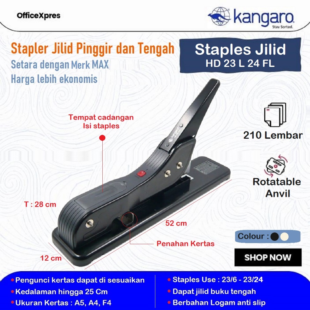 Jual Stapler Jilid 23L24 FL / Alat Staples Jilid 23L24 FL / Hekter Jilid Besar / Heavy Duty ...